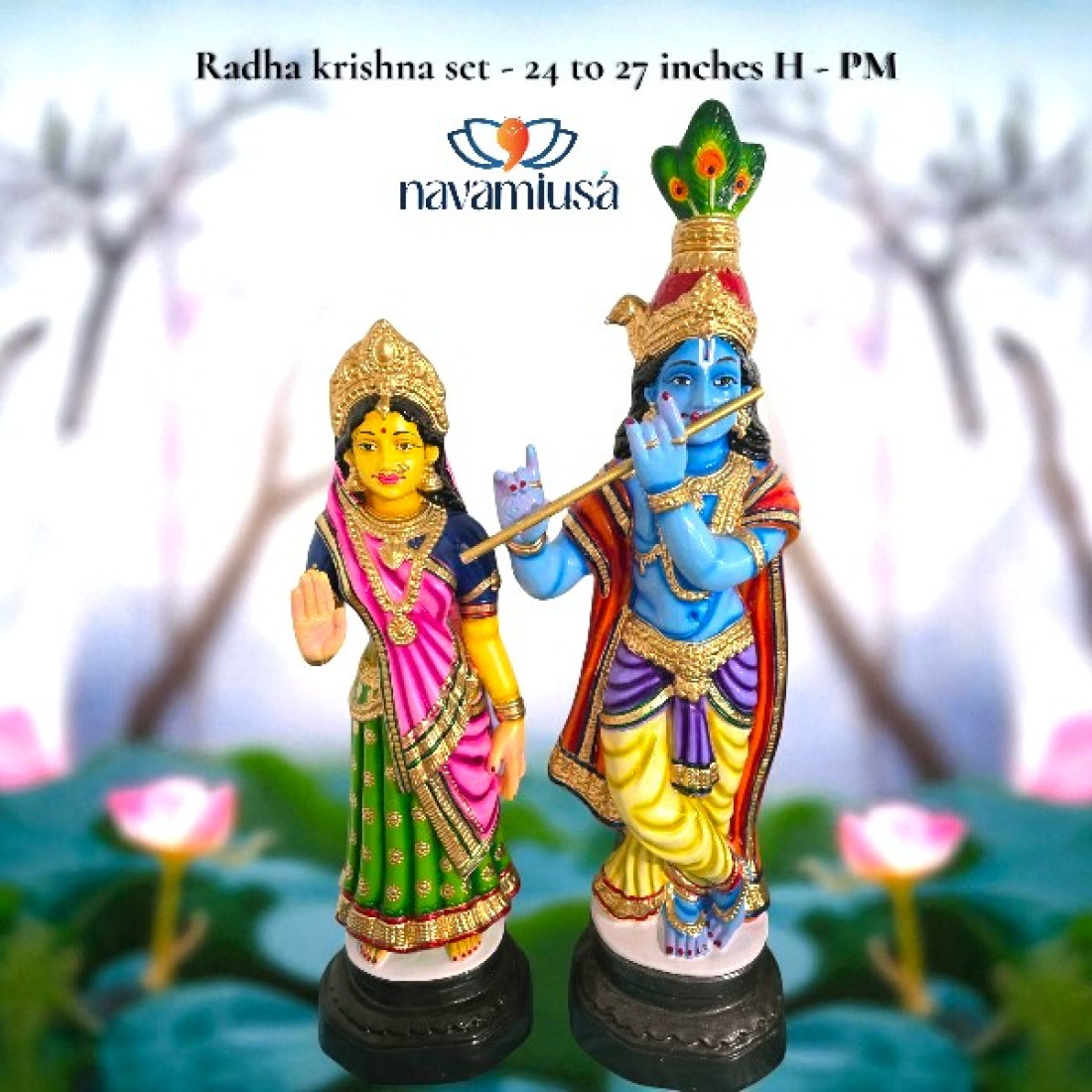 Radha Krishna set- Large - Paper Mache